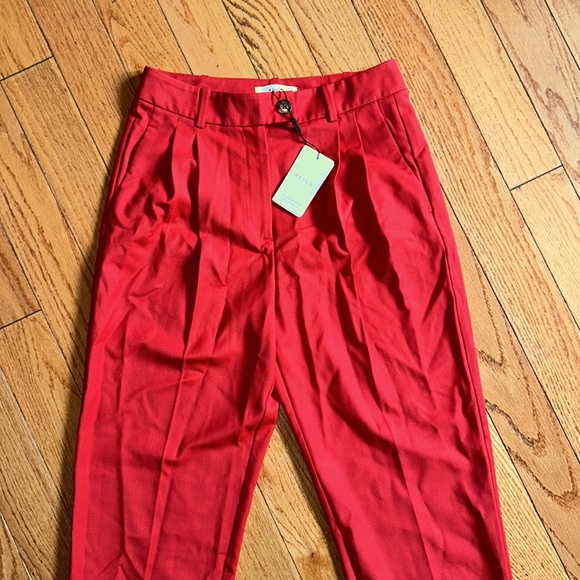 Reiss | Pants & Jumpsuits | Reiss Wool Blended High Waisted Pleated Red ...